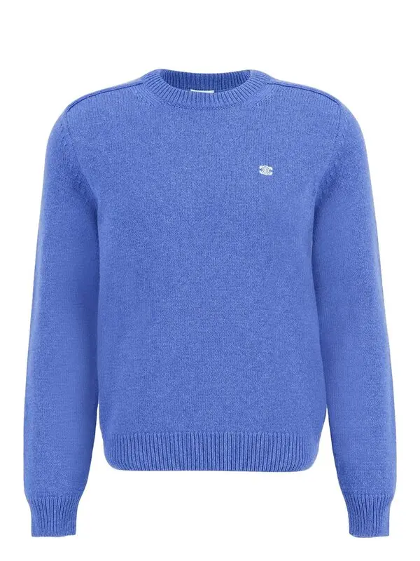 Celine Cashmere Triomphe Boxy Pullover - Blue
