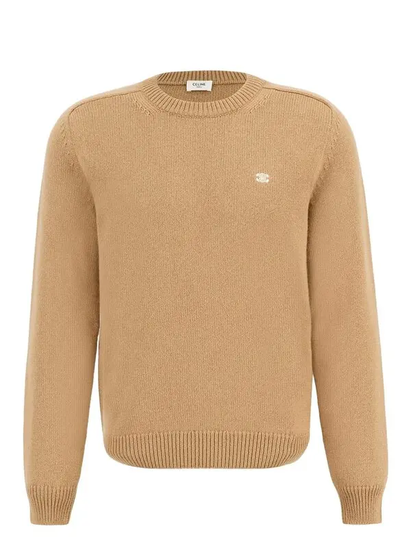 Celine Boxy Cashmere Pullover With Triomphe Embroidery - Beige