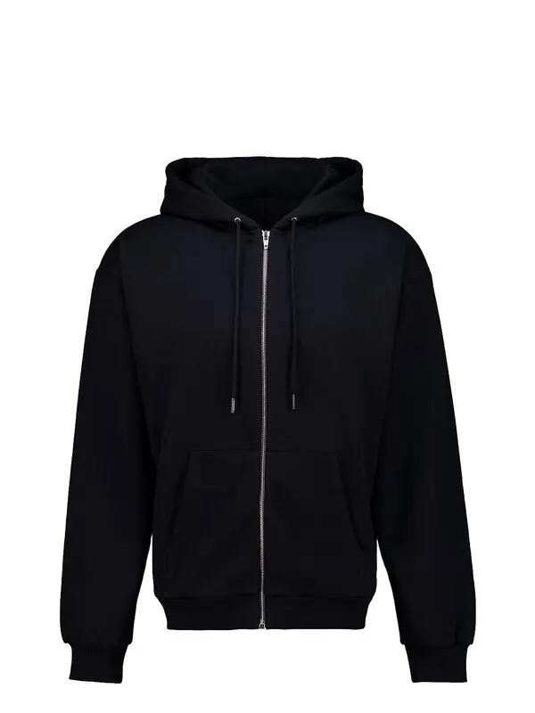 Celine Loose Zip Hoodie In Cotton Fleece - Black