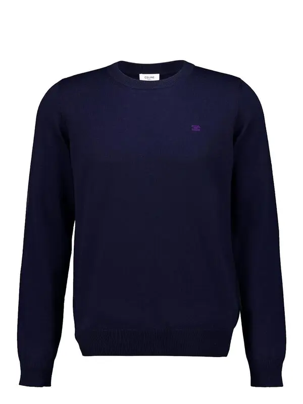 Celine Fine Wool Crew Neck Sweater - Blue