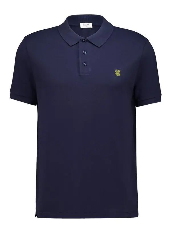 Celine Polo Shirt S/s Pique Jersey Cotton - Blue