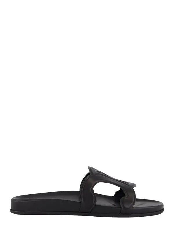 Celine Triomphe Leather Slides - Black