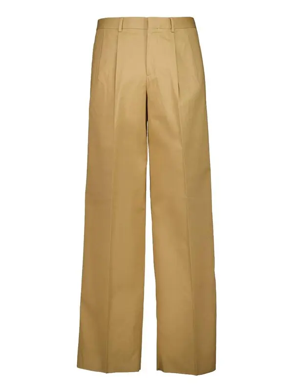 Celine Pleated Canvas Cotton Trousers - Beige