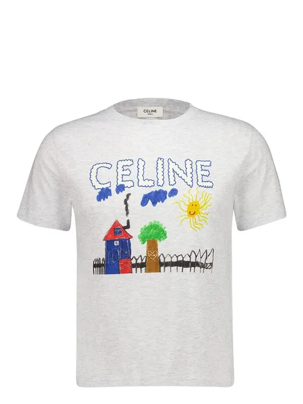 Celine T-shirt Regular Fit S/s C-neck Cotton Jersey - Multicolour