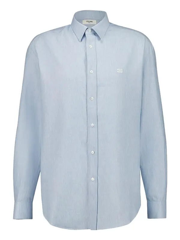 Celine Shirt Relaxed Fit L/s Button Up Chambray Cotton - Blue
