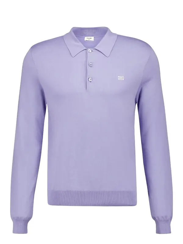 Celine Polo L/s Fine Knit Cotton - Blue