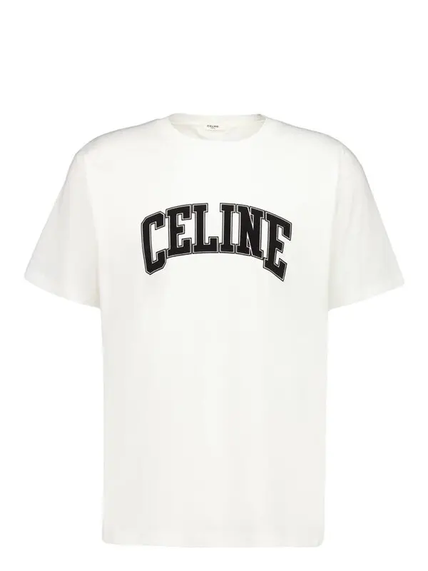 Celine T-shirt Loose Fit S/s C-neck Cotton Jersey - White