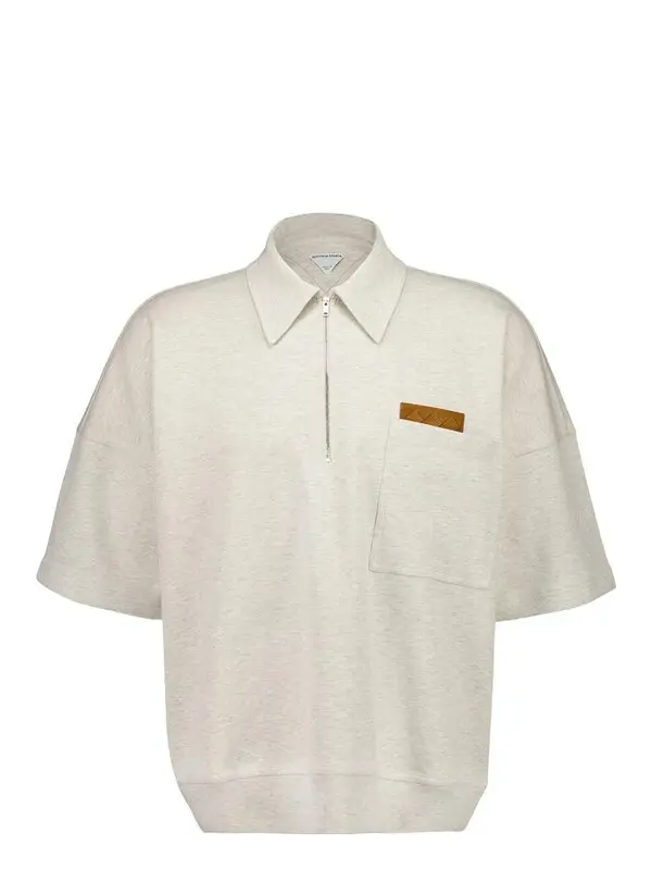 Bottega Veneta Sea Salt Melange Knitted Cotton Polo - Grey