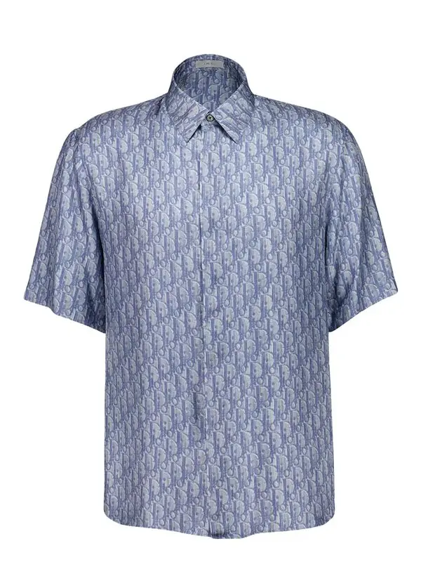 Dior Shirt S/s Mother Of Pearl Silk - Blue