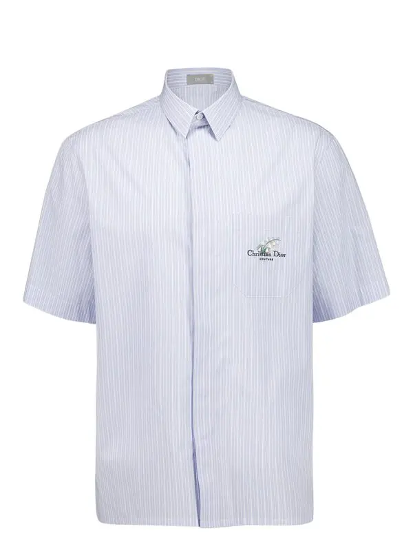 Dior Shirt S/s Mother Of Pearl Buttons Cotton - Blue