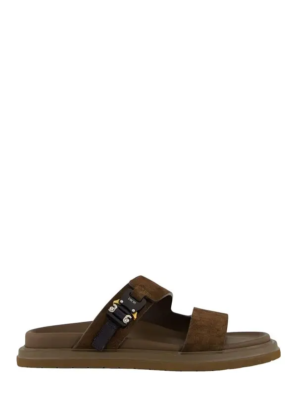 Dior Suede Double Band Sandals With Buckle Detail - Brown