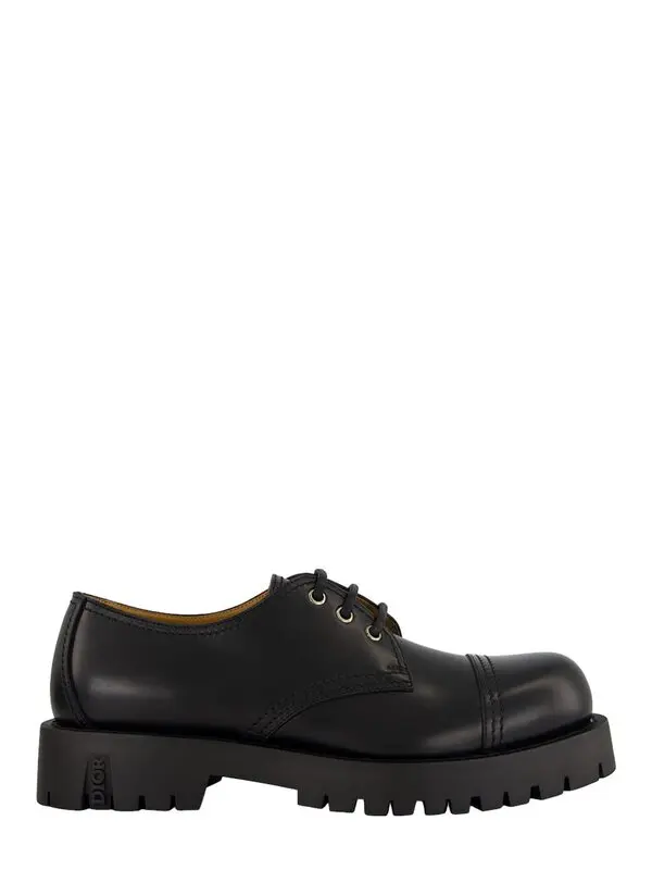 Dior Explorer Iii Cap Toe Leather Derby Shoes - Black