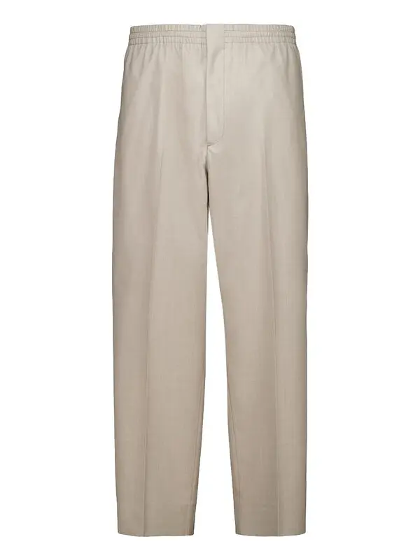 Bottega Veneta Wool Cotton Melange Trousers - Beige