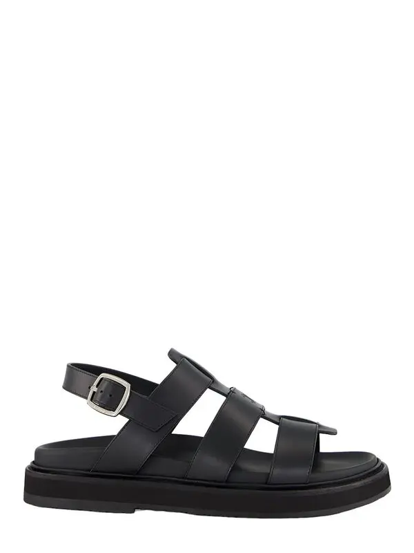 Celine Triomphe Leather Chunky Sandals - Black