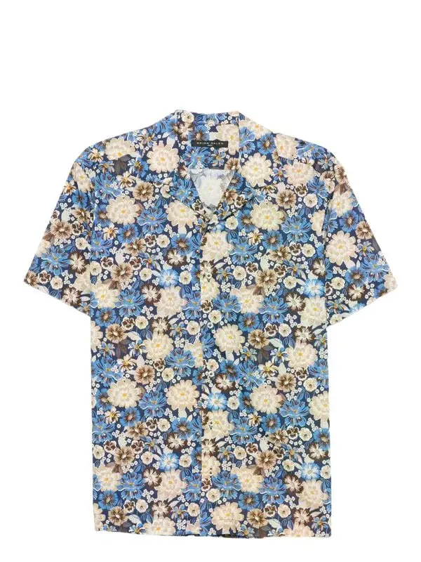 Brian Dales Floral-print Short-sleeve Shirt - Blue