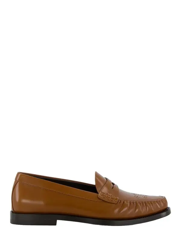 Celine Vivienne Loafers In Leather - Brown