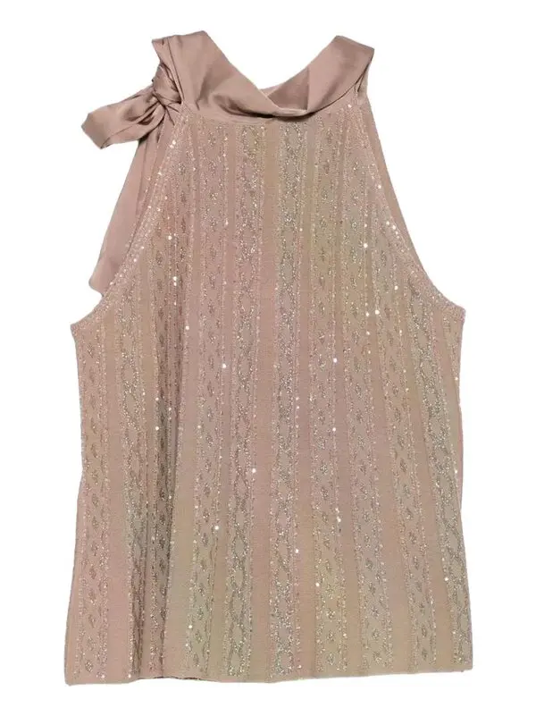 D.exterior Sequin Embellished Halter Top - Neutrals