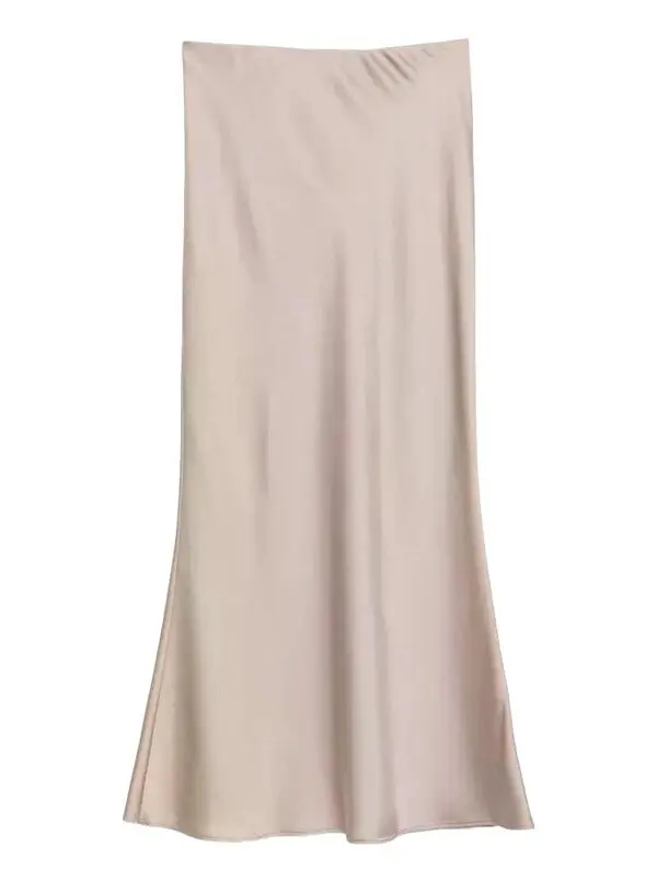 D.exterior Satin Flared Midi Skirt - Neutrals
