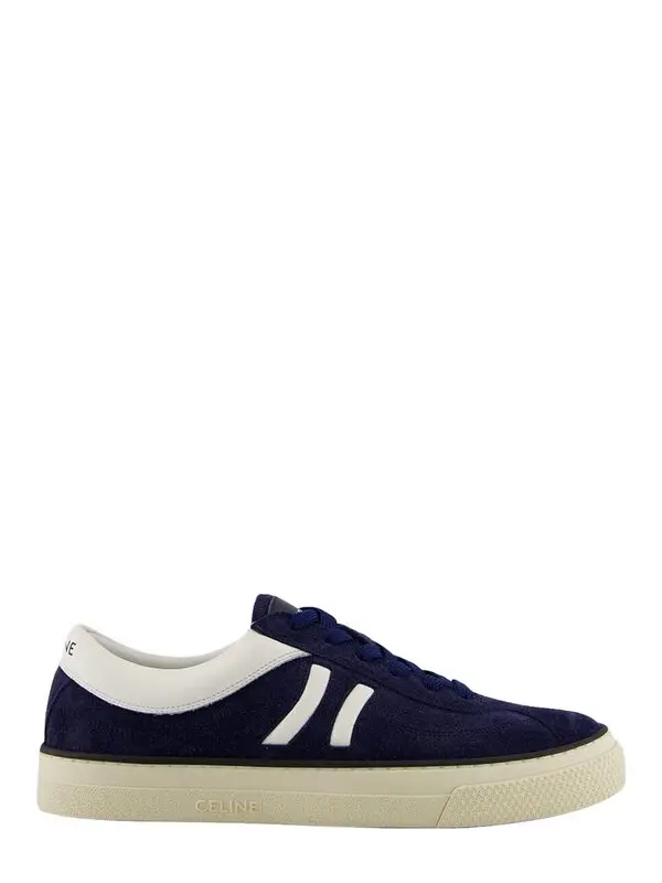 Celine Suede And Leather Low Top Sneakers - Blue