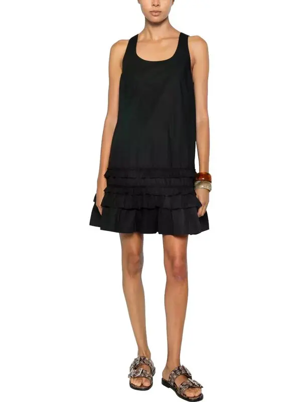 GANNI Ruffle-trim Dress - Black