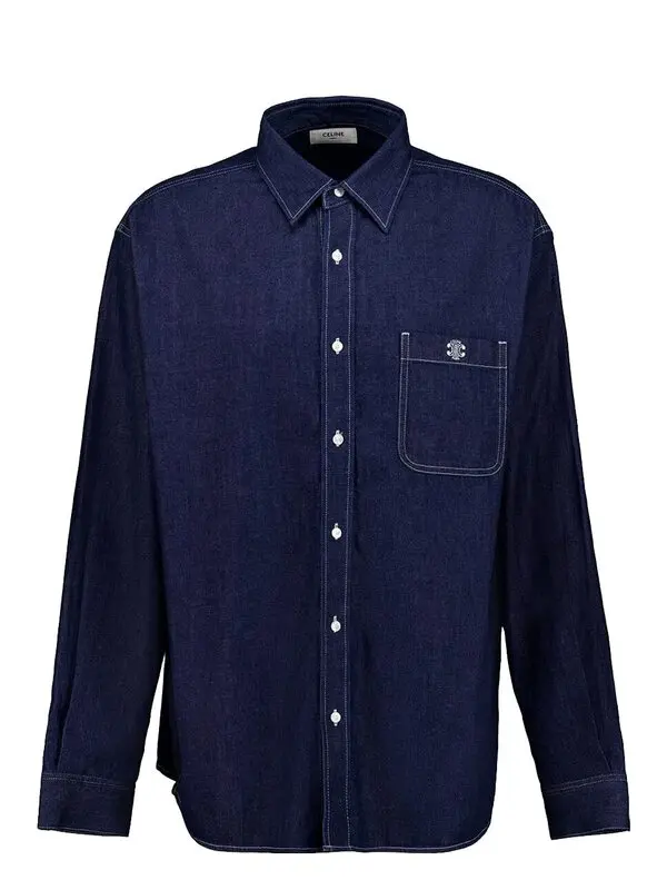 Celine Overshirt Button Up Cotton - Blue