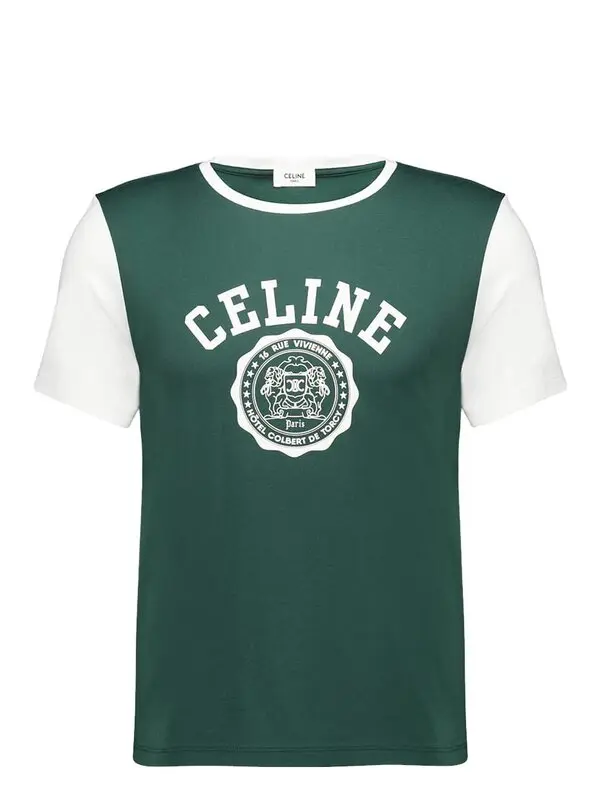 Celine T-shirt Regular Fit S/s C-neck Jersey Cotton - Green