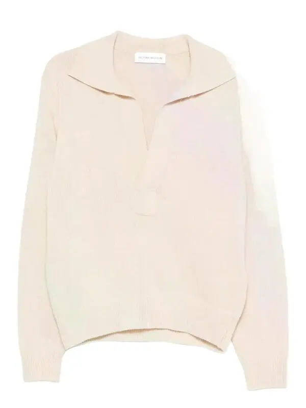Victoria Beckham Wool V-neck Sweater - Neutrals