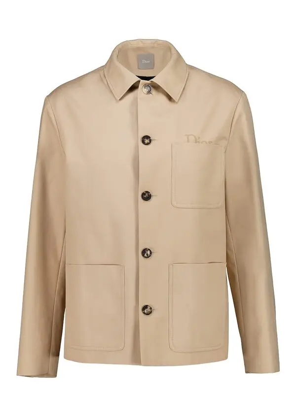 Dior Cotton Jacket With Patch And Button Details - Beige