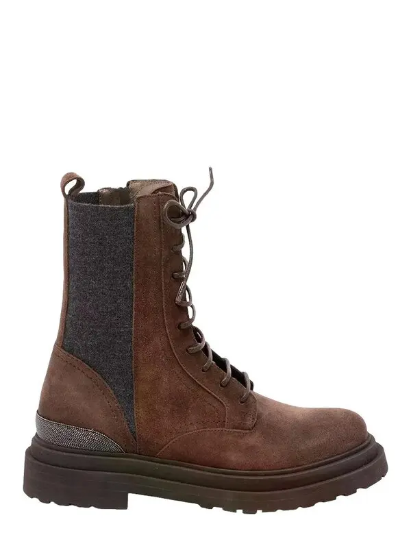 Brunello Cucinelli Lace-up Leather Ankle Boots - Brown