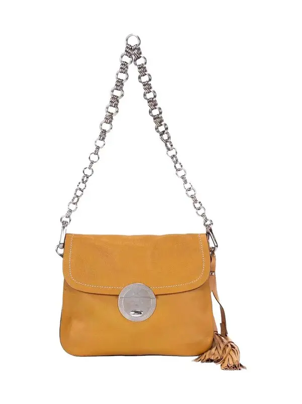 Prada Grain Leather Tassel Shoulder Bag - Yellow