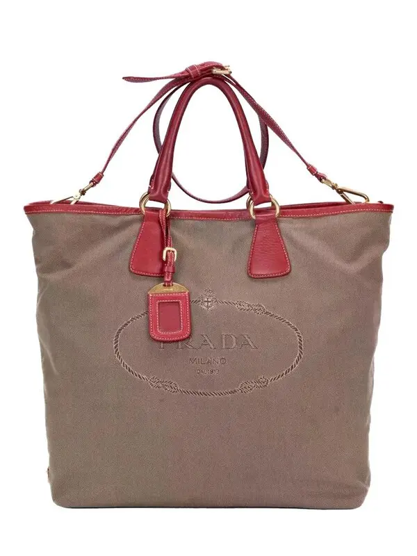Prada Jacquard Logo Tote Bag - Neutrals