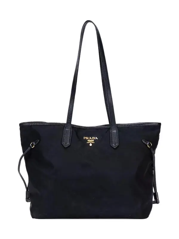Prada Logo-plaque Drawstring Tote Bag - Black