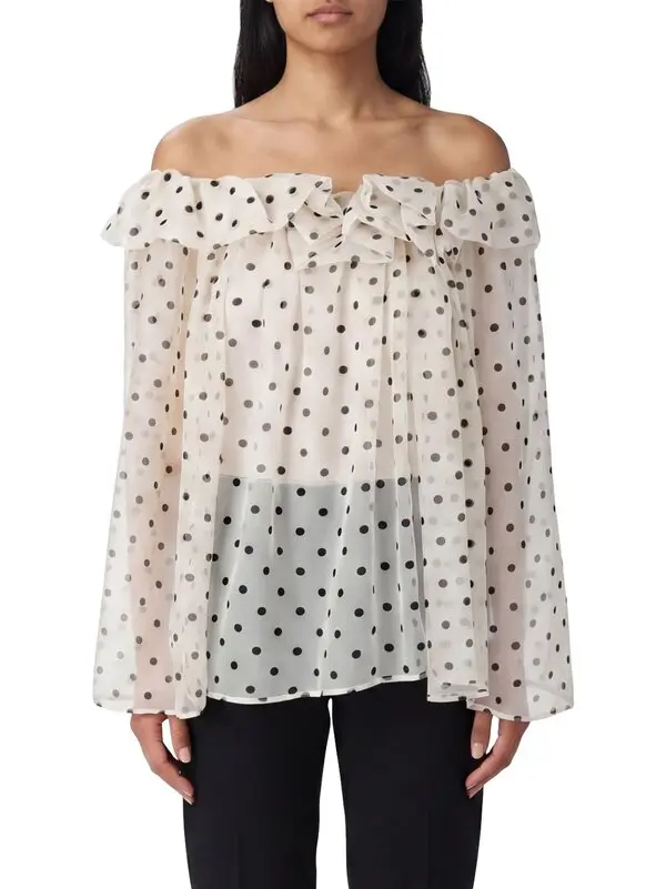 MSGM Polka Dot Off-the-shoulder Blouse - White