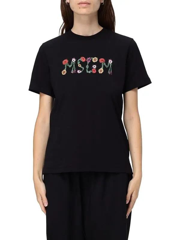 MSGM Floral Logo T-shirt - Black