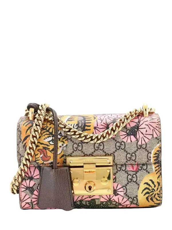 Gucci Padlock Bengal Print Gg Coated Canvas Shoulder Bag - Brown