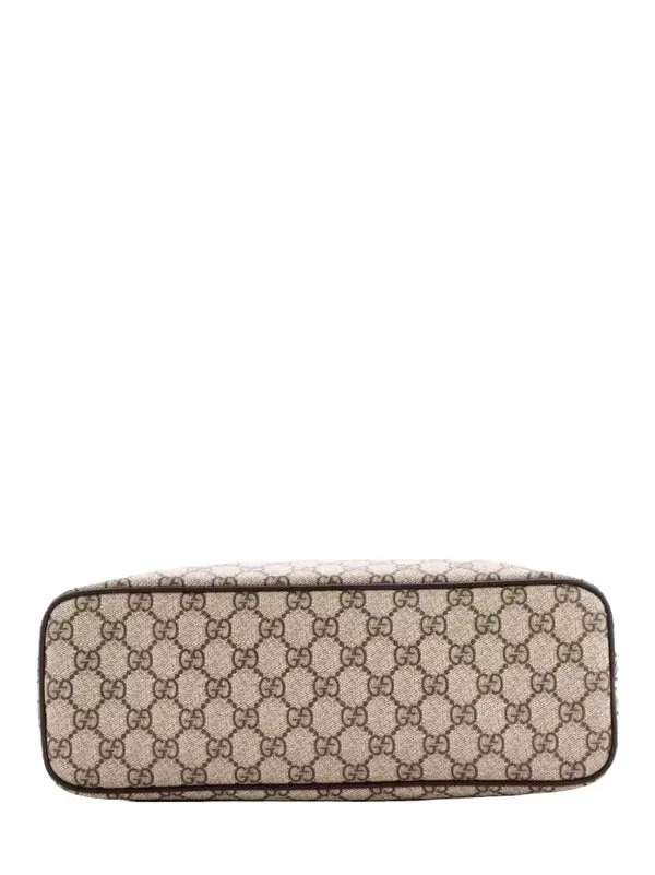 Gucci Convertible Zip Gg Coated Canvas With Leather Small Tote Bag - Brown