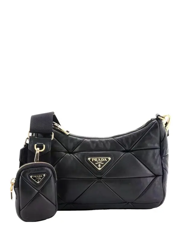 Prada Quilted Nappa Leather Hobo Bag - Black