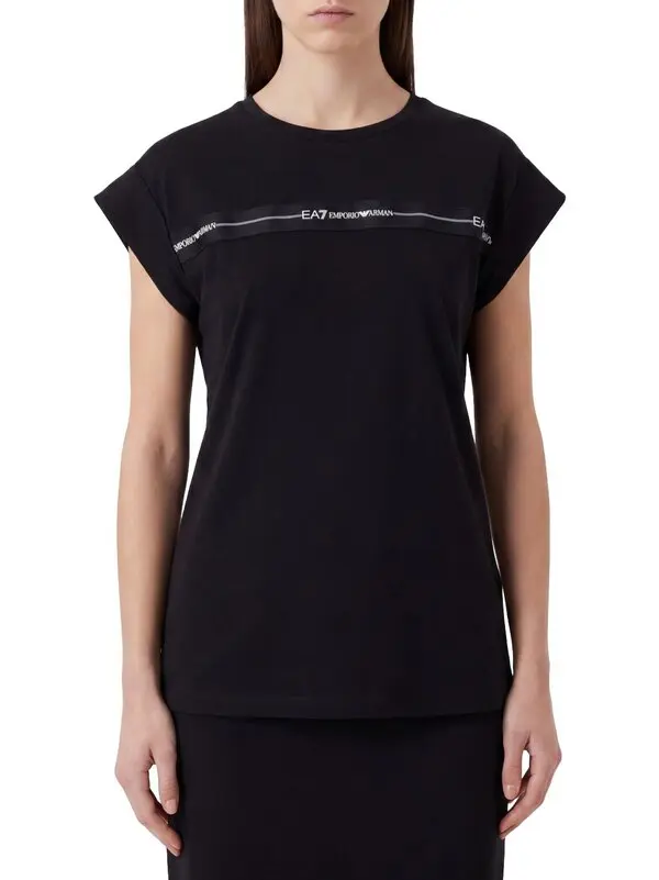 EA7 Cotton Jersey T-shirt With Logo Detail - Black
