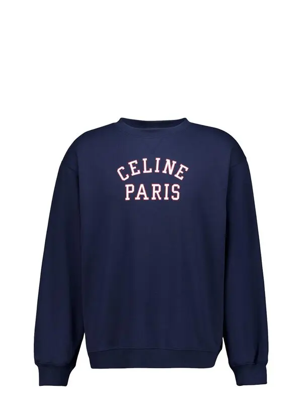 Celine Relaxed Fit Cotton Sweatshirt With Logo - Blue
