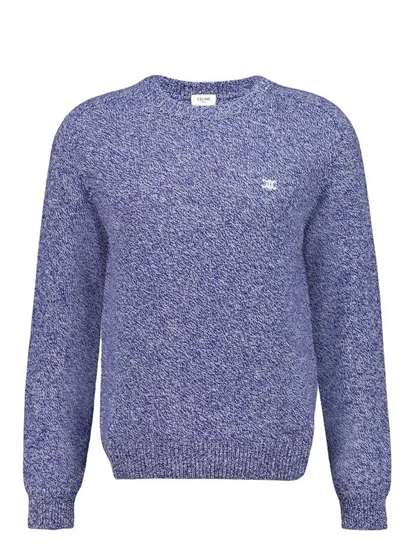 Celine Cashmere Triomphe Boxy Crewneck Sweater - Blue