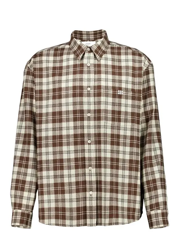 Celine Shirt Relaxed Fit L/s Button Up Checked Wool - Multicolour