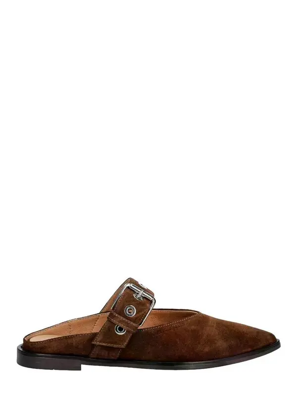 Marc O'polo Buckle-strap Suede Slippers - Brown