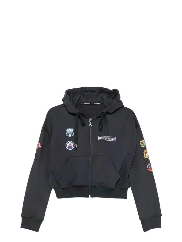 MARINE SERRE Patch Detail Zip-up Hoodie - Blue