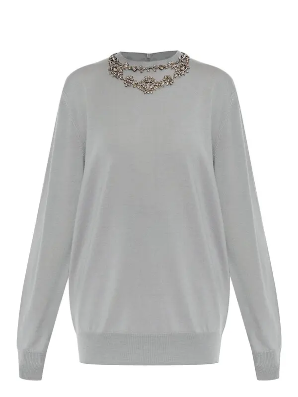 Valentino Garavani Sweater With Crystal Embellishments - Grey