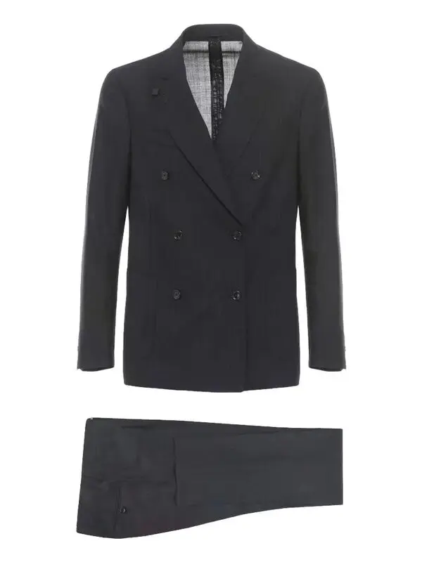 LARDINI Pinstripe Double-breasted Suit - Blue