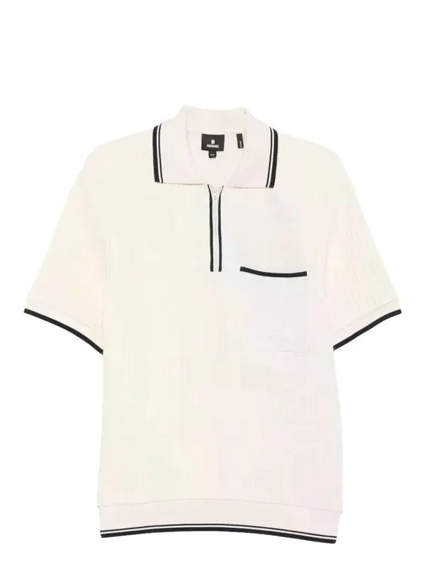 Mackage Zip-neck Ribbed-knit Polo Shirt - Neutrals