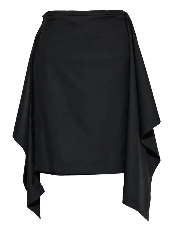 Alexander McQueen Asymmetrical Pleated Skirt - Black