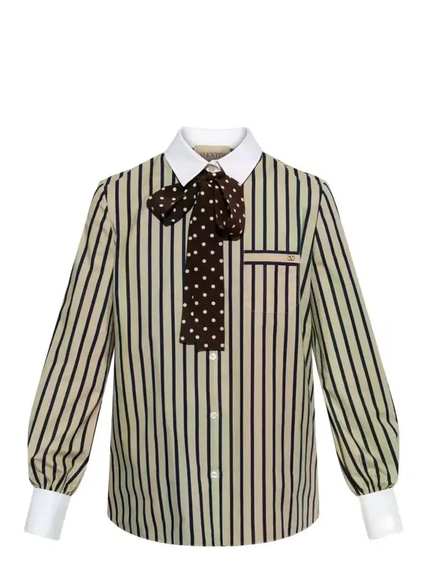Valentino Garavani Striped Bow-detail Shirt - Neutrals