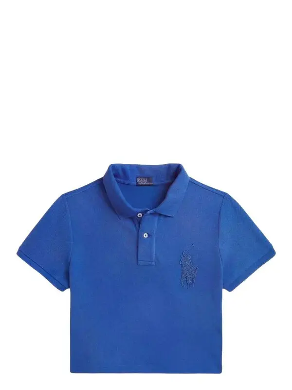 Polo Ralph Lauren Cropped Piqué Polo Shirt - Blue