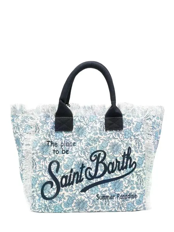 MC2 SAINT BARTH Floral Print Cotton Tote Bag - Blue